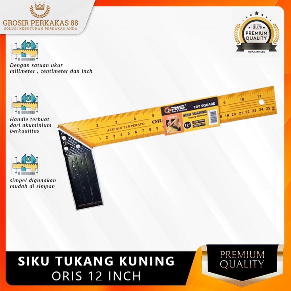 Jual Siku Tukang Kayu Penggaris Besi Bangunan 12 Inch Oris Aluminium ...