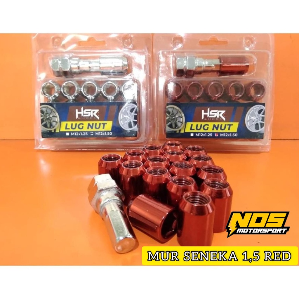 Jual Baut Roda Mur Seneka 1,5 dan 1,25 Red HSR Wheel + Kunci L Baut ...