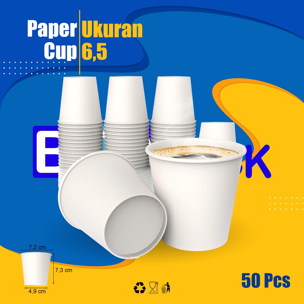 Jual GELAS PAPER CUP UKURAN 6.5OZ COFFEE POLOS - KERTAS 180ML ISI 50PCS | Shopee Indonesia