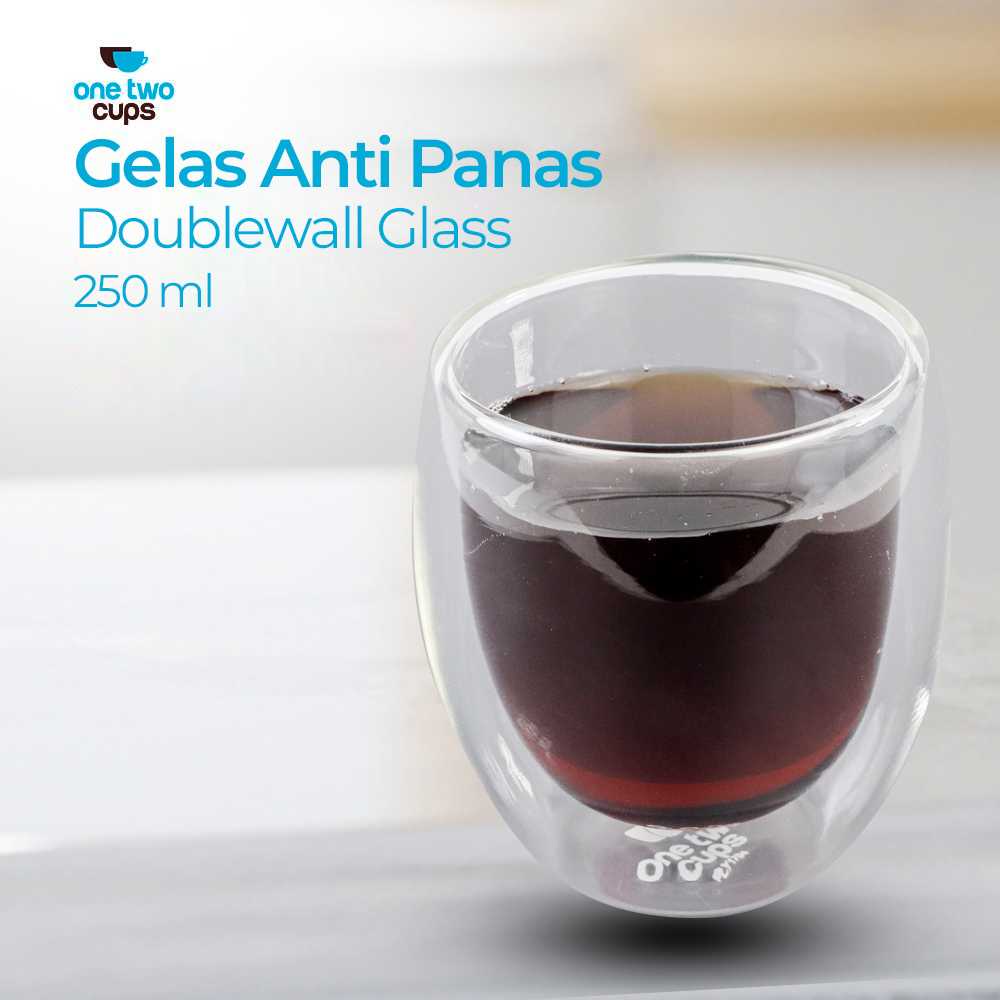 Jual One Two Cups Gelas Kopi Anti Panas Double Wall Glass Borosilicate | Shopee Indonesia
