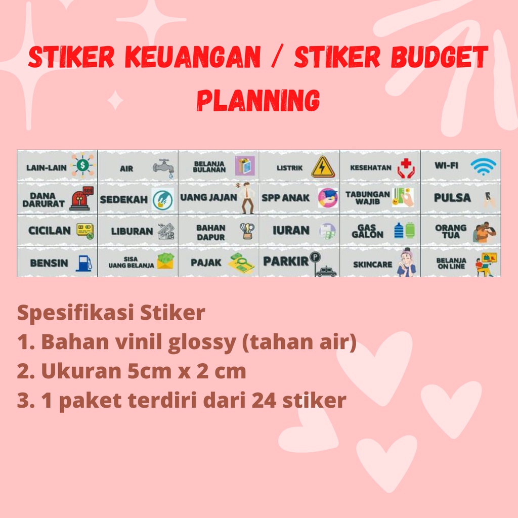 Jual Stiker Keuangan / Stiker Budget Planning Bahan Vynil Anti Air (Isi ...