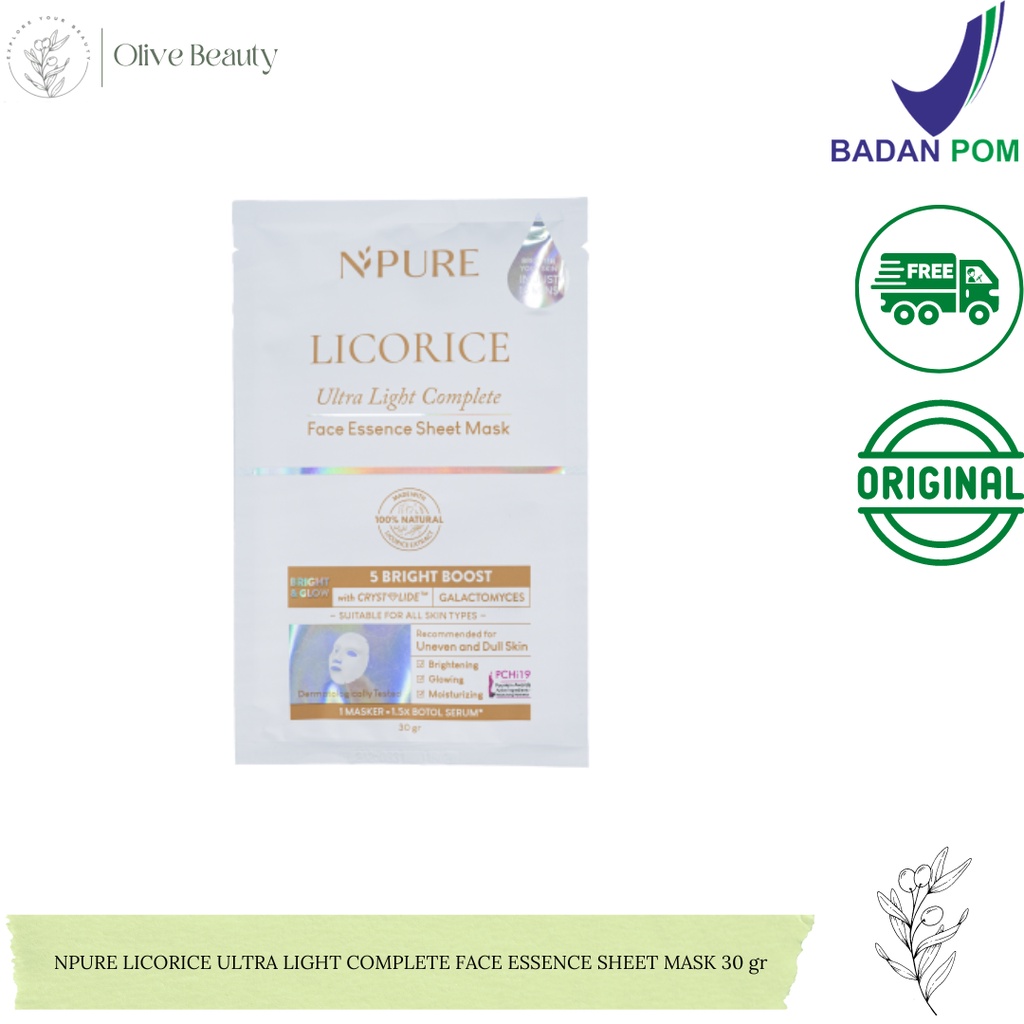 Jual NPURE LICORICE ULTRA LIGHT COMPLETE FACE ESSENCE SHEET MASK 30 gr ...