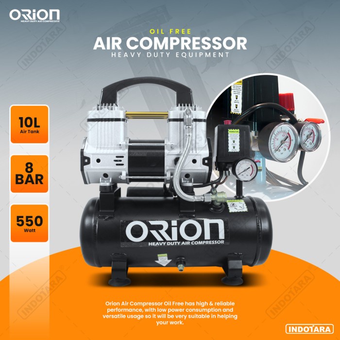 Jual KOMPRESOR ANGIN OIL FREE 0.75 KW 3/4 HP 10L AIR COMPRESSOR ORION DC75F #ORIGINAL | Shopee ...