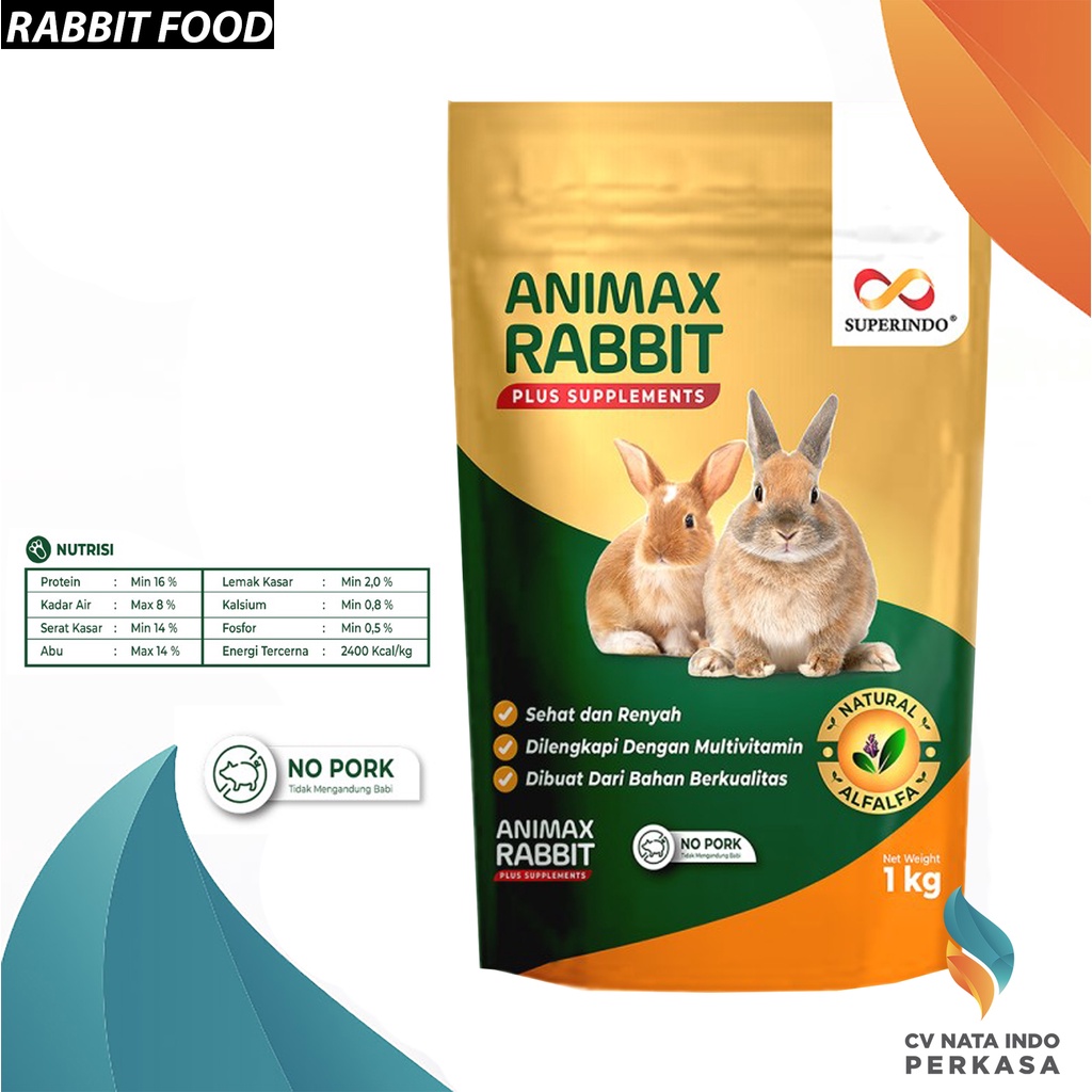 Jual Makanan Kelinci - ANIMAX RABBIT 1 kg - Pelet Kelinci / Rabbit Food ...
