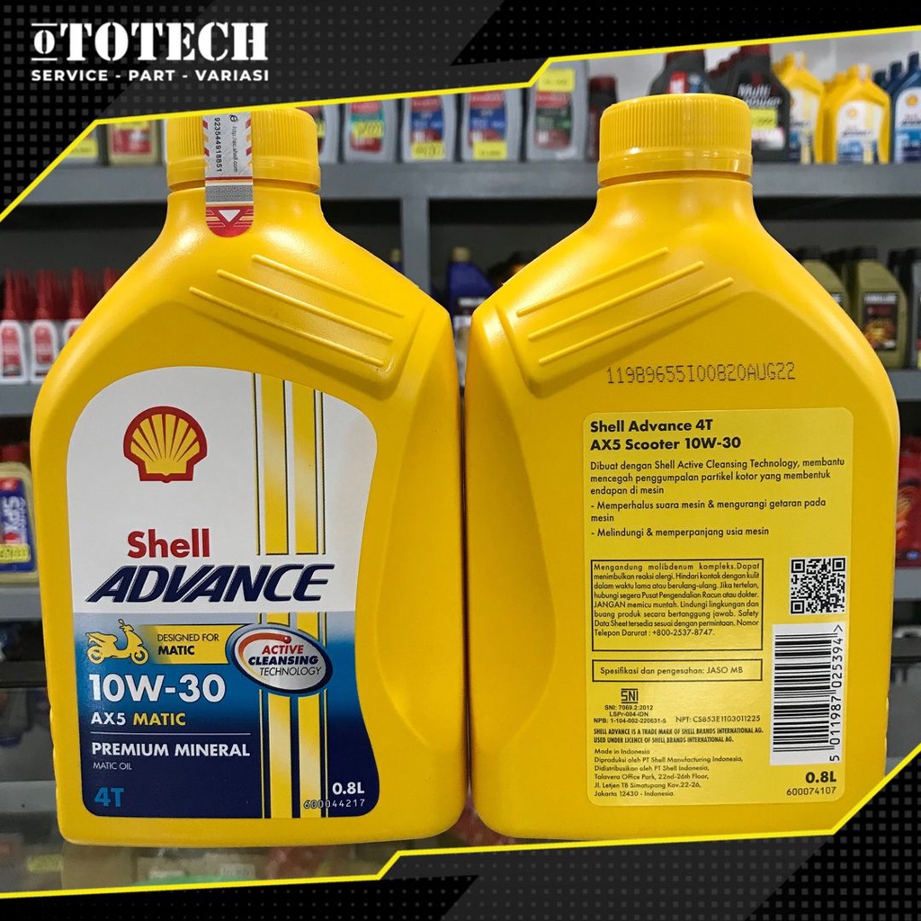 Jual OLI OIL SHELL ADVANCE AX5 MATIC 10W-30 800ML UNTUK SEMUA MATIC | Shopee Indonesia