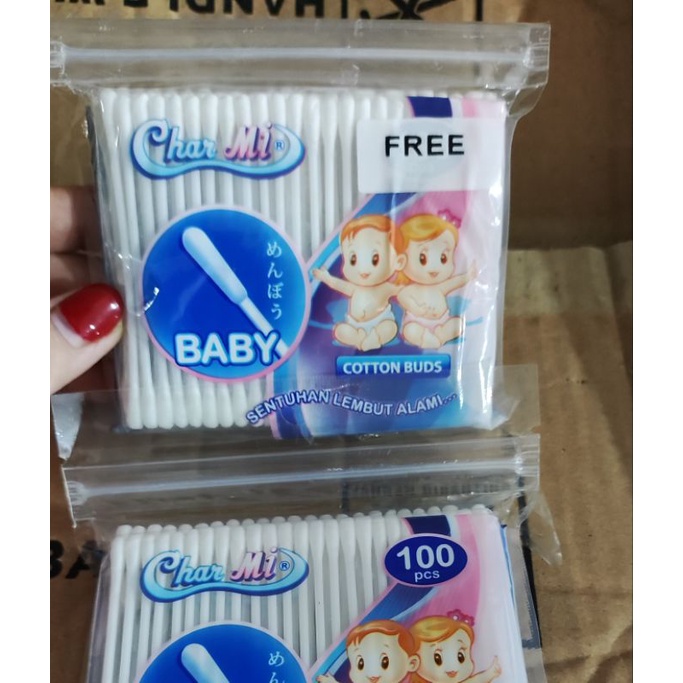 Jual Char MiCotton Bud Baby Buy 1 Get 1 Cotton Bud Ear Pick Isi 100 ...