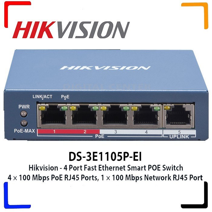 Jual Switch POE MANAGED DS-3E1105P-EI 4 port POE + 1port UPLINK ...