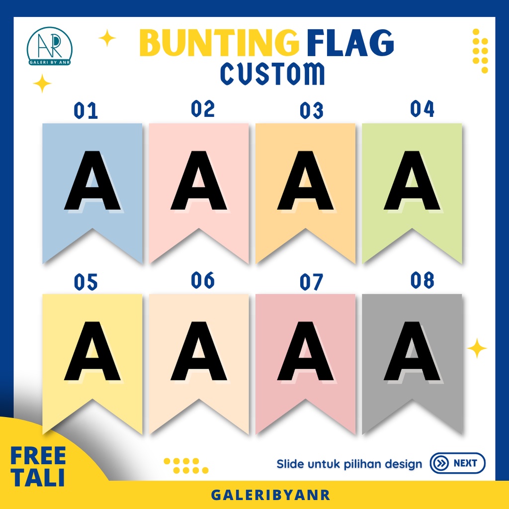 Jual ANR- Bunting Flag Custom | Bendera Happy Birthday HBD free tali ...