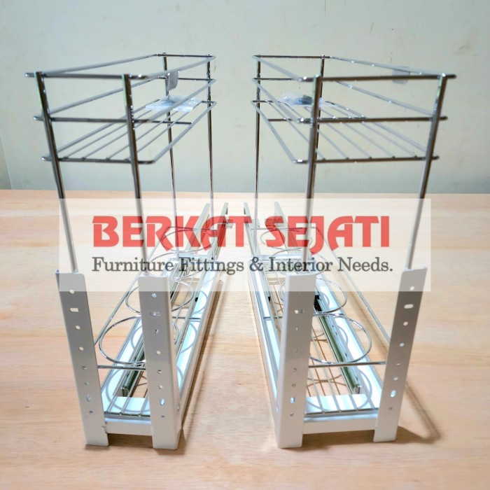 Jual Rak Dapur Rak Botol Tarik 2 Susun Bumbu Gelas Kitchen Dapur Lebar ...