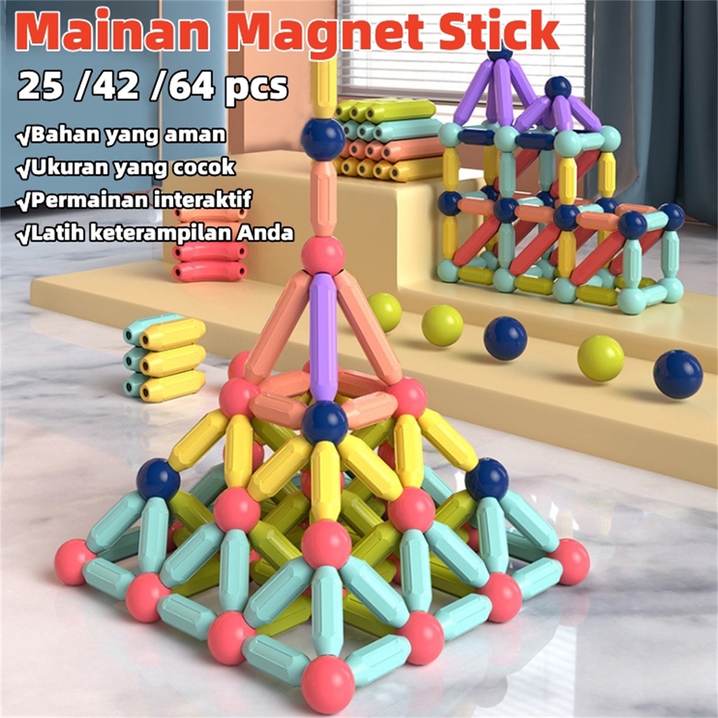 Jual COD Mainan Magnet Stick Balls Anak Dengan Kotak,Magnetic Building ...