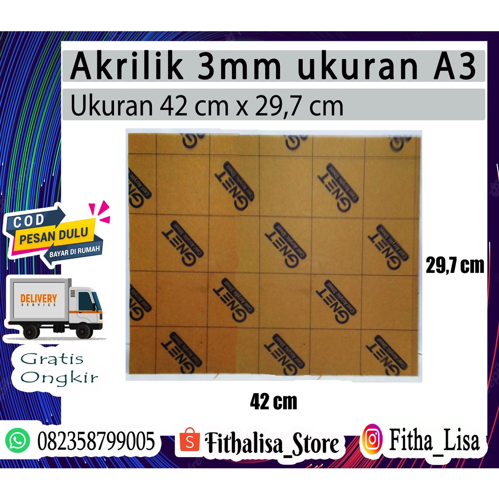 Jual Akrilik / Acrylic / Mika Ukuran A3 3mm | Shopee Indonesia