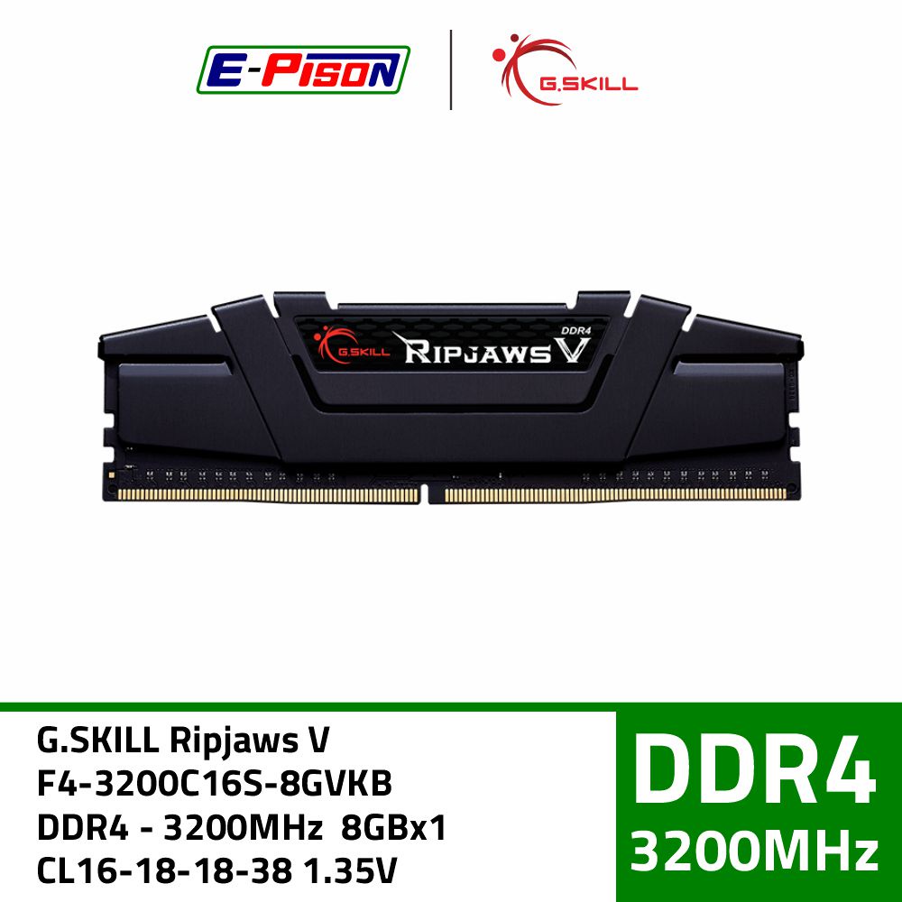 Jual RAM PC DDR4 8GB (8GBx1) 3200MHz GSKILL Ripjaws V F4-3200C16S-8GVKB ...