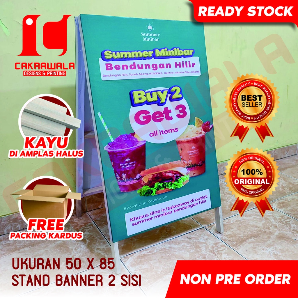 Jual STAND BANNER KAYU BURGER DAN MINUMAN UKURAN 50 X 85 - STANDING ...