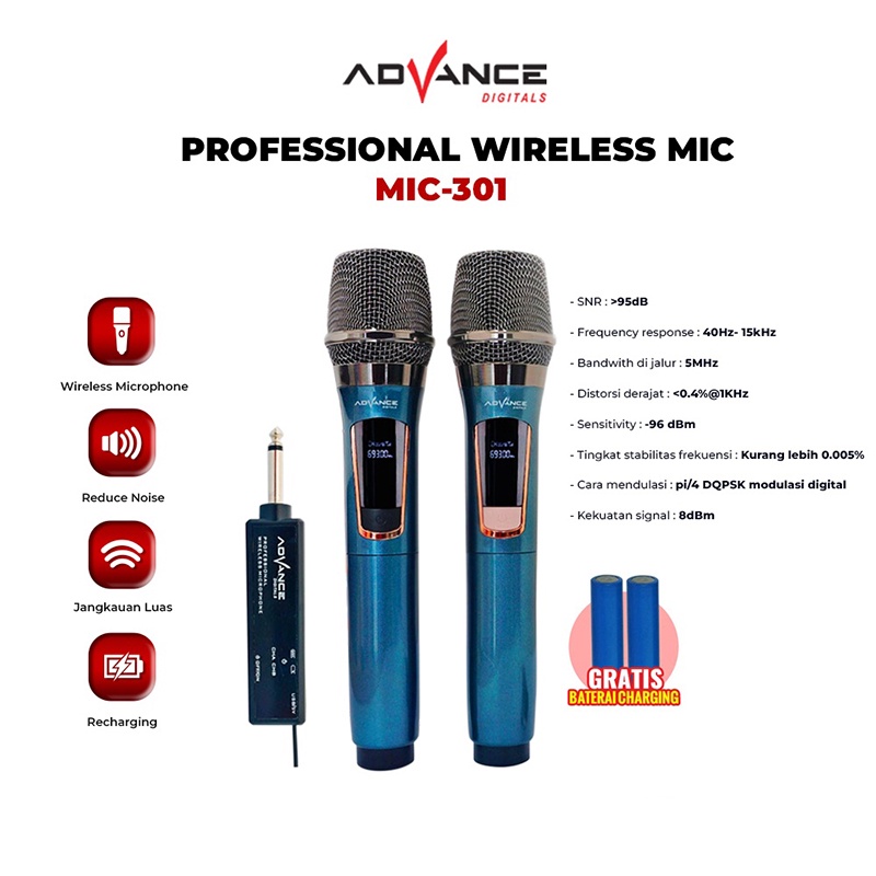 Jual Advance Microphone Wireless Digital Duet / Double Mic Nirkabel ...