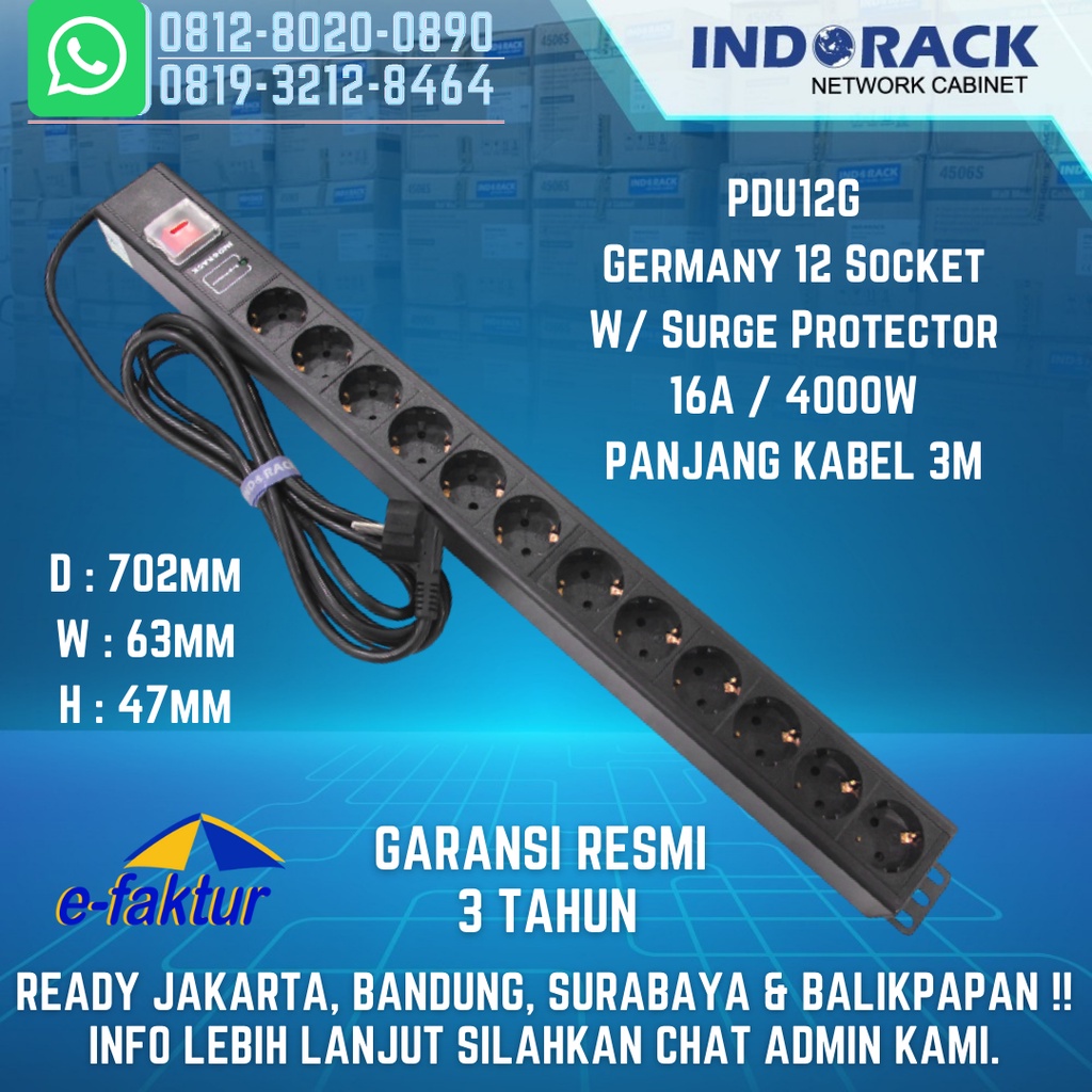Jual Indorack Pdu 12 Socket Germany Europe C13 Multi Socket Rack Server