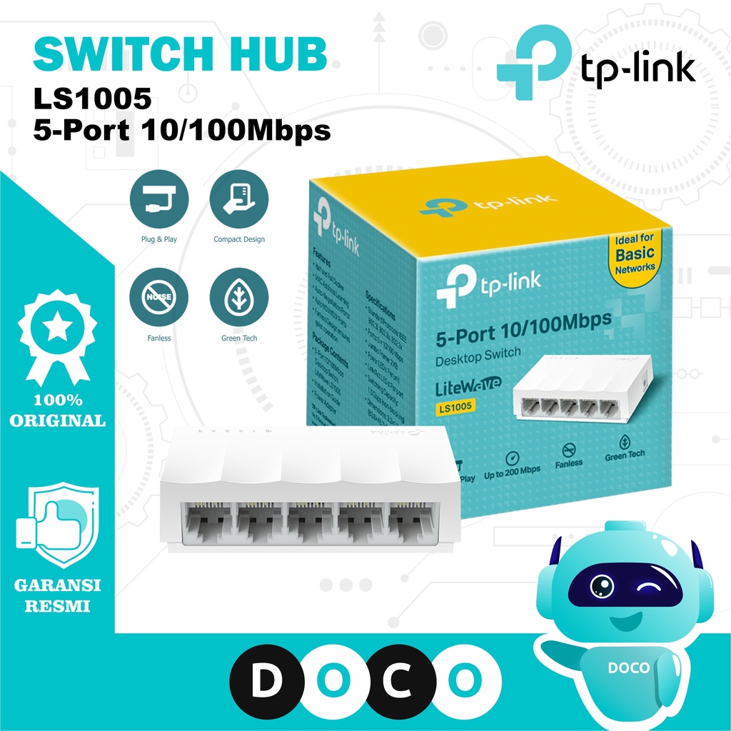 Jual TP-LINK Switch Swit Hub LS1005 LS 1005 5-Port 10/100Mbps Desktop ...