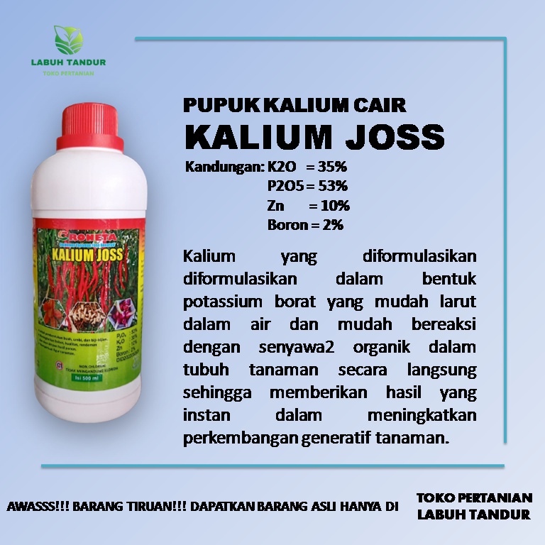 Jual KALIUM JOSS SUPLEMEN TANAMAN FASE GENERATIF 500 ML | Shopee Indonesia