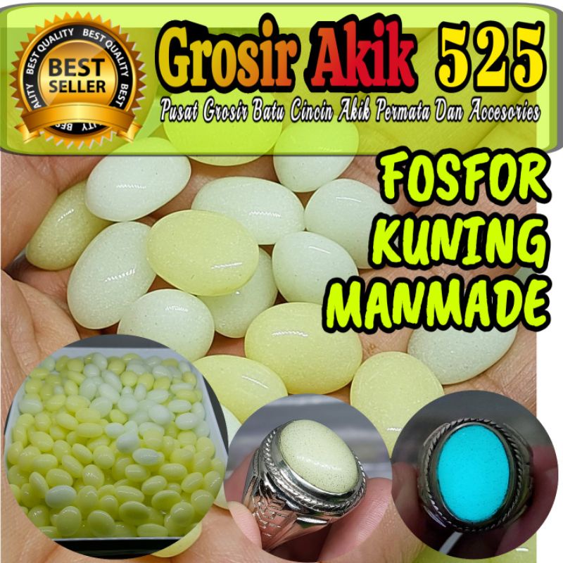Jual batu cincin fosfor hijau kuning bisa menyala dalam gelap / fospor ...