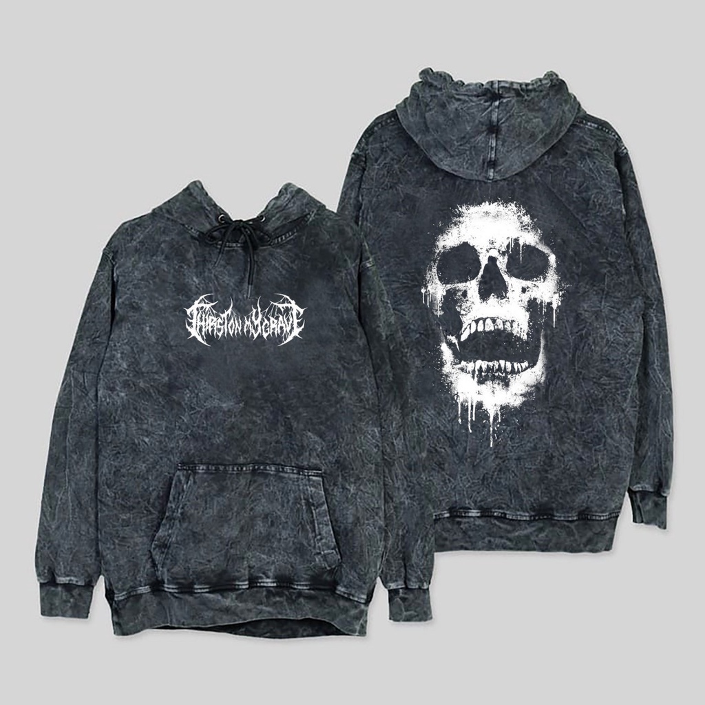 Jual Sweater Jumper Hoodie Washing Tengkorak Metal Font Estetik Washing ...