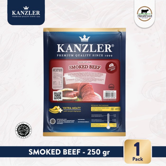Jual Kanzler Smoked Beef Ham Slice Round | Daging Sapi Asap (250 gr ...