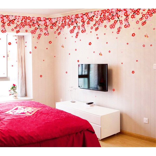 Jual ADEK WALLSTICKER 50X70 RED HANGING RENDA SAKURA WALL STICKER ...