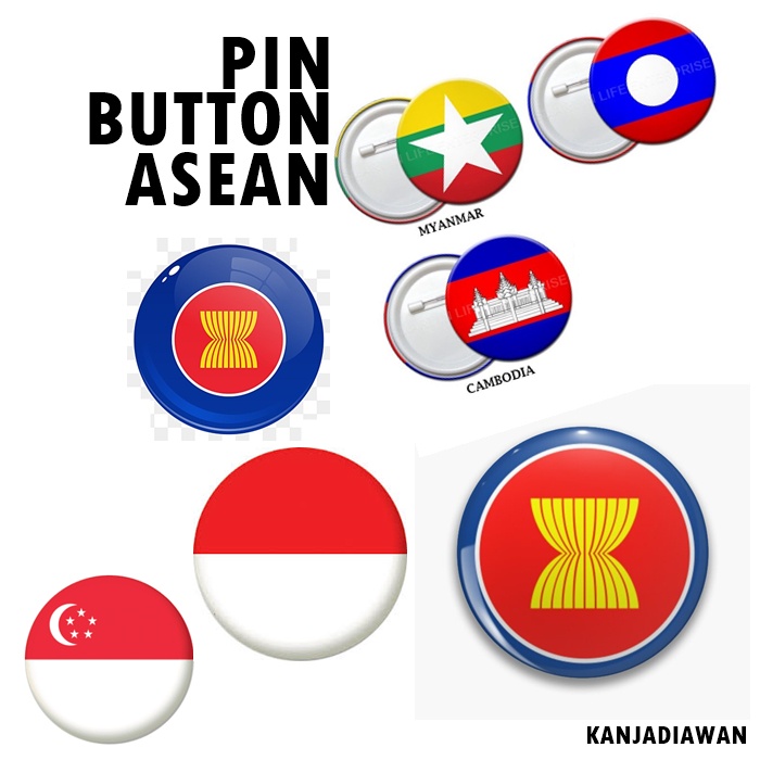 Jual Pin Bendera Negara ASEAN Pin Button Custom Pin Murah | Shopee ...