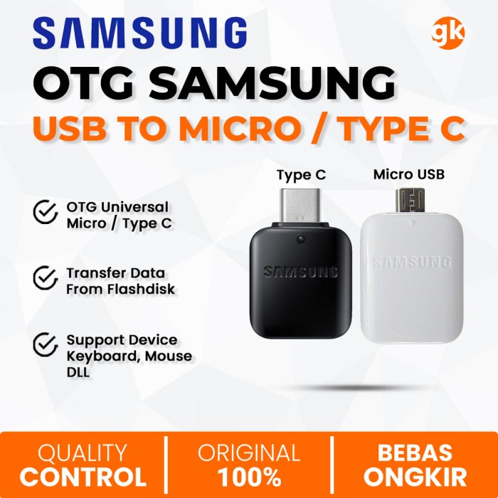 Jual SAMSUNG OTG USB to Micro / Type C S6 S7 S8 S9 S10 Universal ...