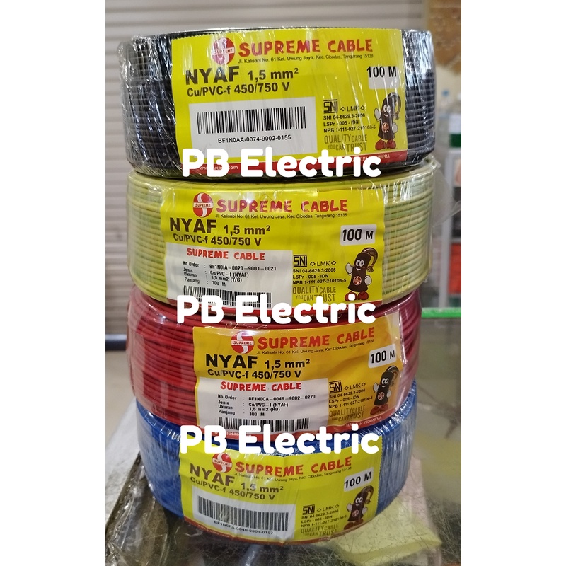 Jual Kabel NYAF 1.5 mm Supreme 100 Meter / Kabel NYAF 1.5 mm Supreme / NYAF 1,5 mm Supreme (5 ...