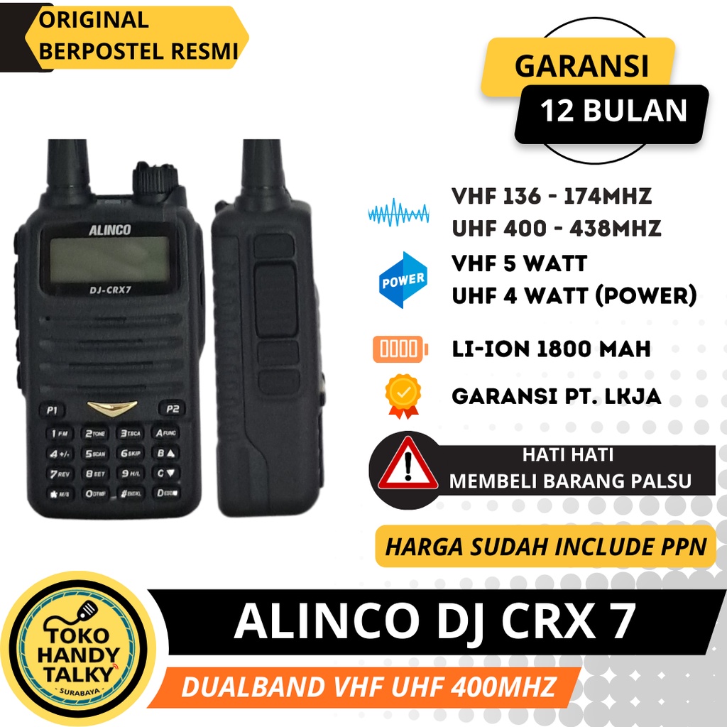 Jual HANDY TALKY ALINCO DJ-CRX 7 DJCRX7 DUALBAND VHF UHF 400MHz NEW ORIGINAL GARANSI RESMI ...