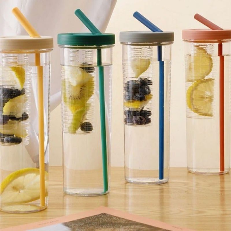 Jual Botol Minum Transparan Viral Infused Water Botol Minum Sedotan ...