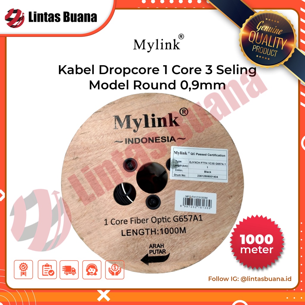 Jual Mylink Dropcore 1 Core 3 Selling Model Round 0,9mm 1000meter ...