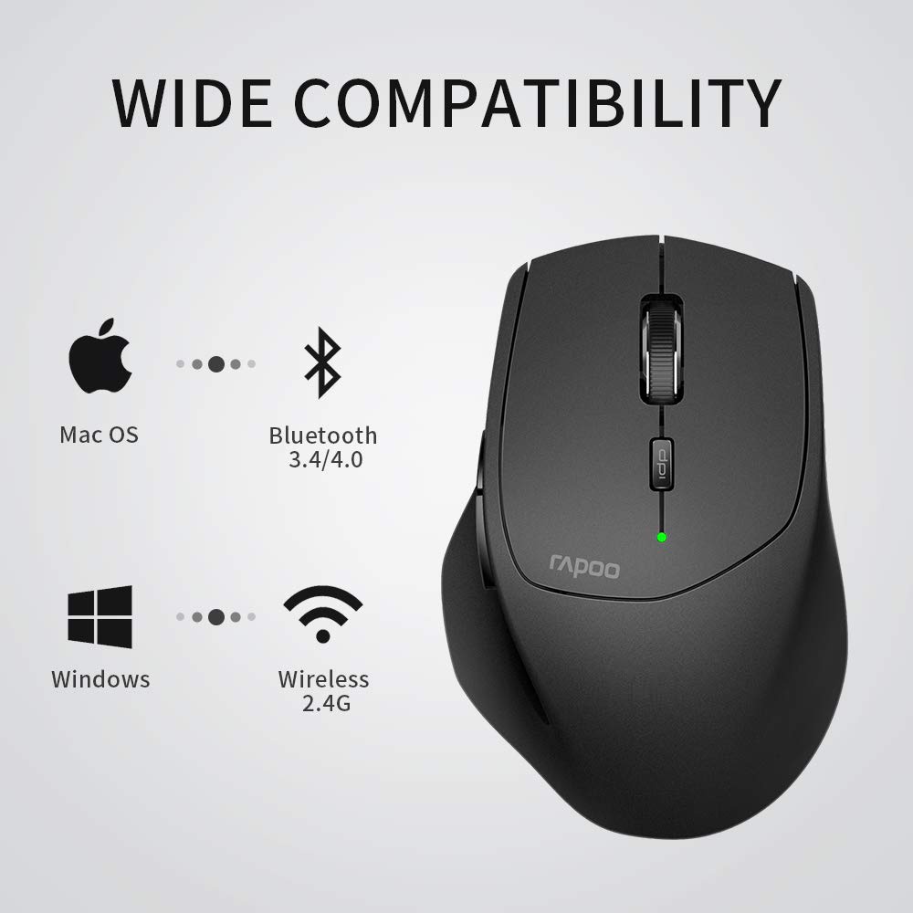Jual Rapoo MT550 Multi Device Wireless Bluetooth Mouse Ergonomic | Shopee Indonesia