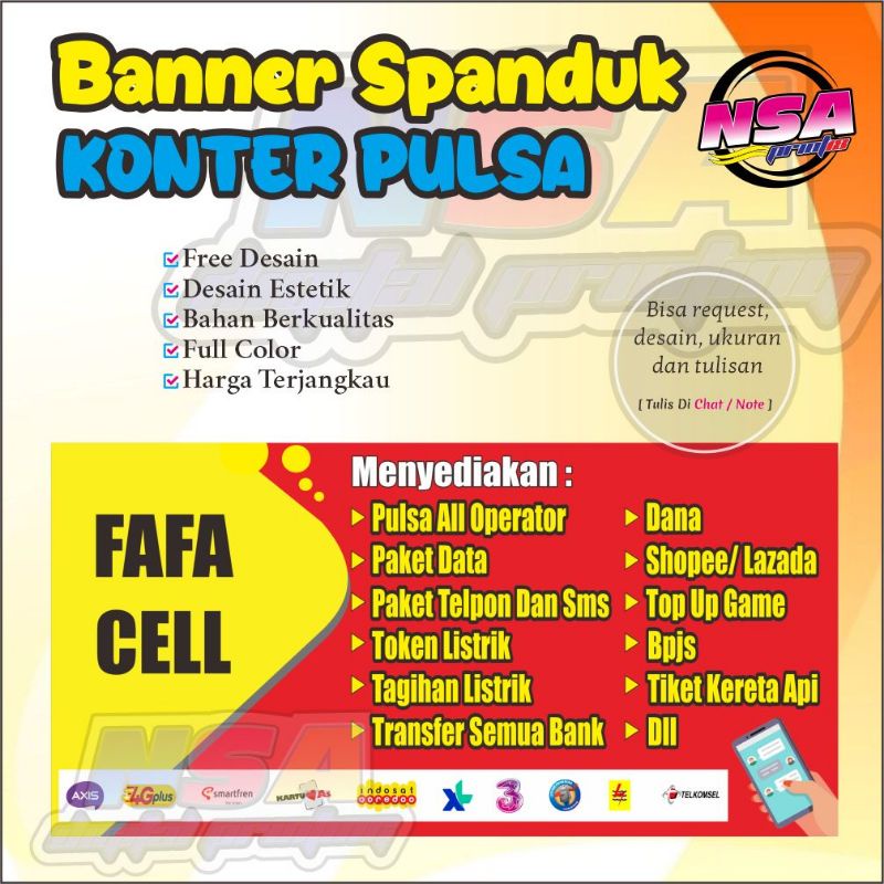 Jual Cetak Banner Spanduk, Jual Pulsa, Kuota Internet, Konter, Bisa Request & Free Desain ...