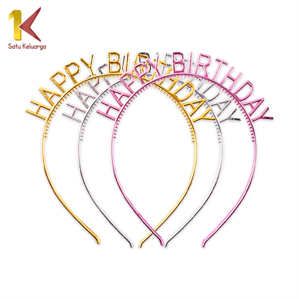 Jual Satu Keluarga Bando Happy Birthday Silver Anak Bahan Plastik C787 ...