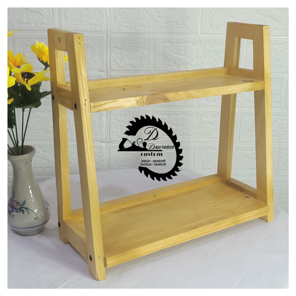Jual Rak Bumbu Dapur 2 Tingkat / Rak Pawon Bahan Kayu Dengan fernis ...
