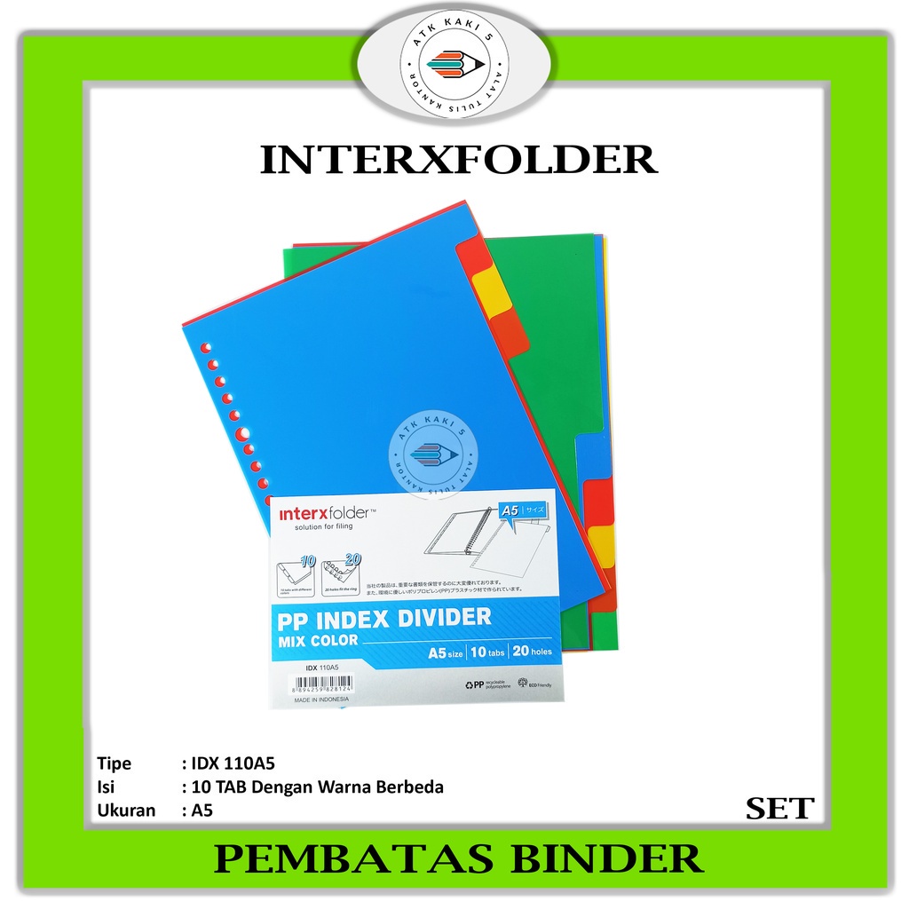 Jual INTERXFolder - Index Divider A5 10 Tab 20 Lubang - Pembatas Binder ...