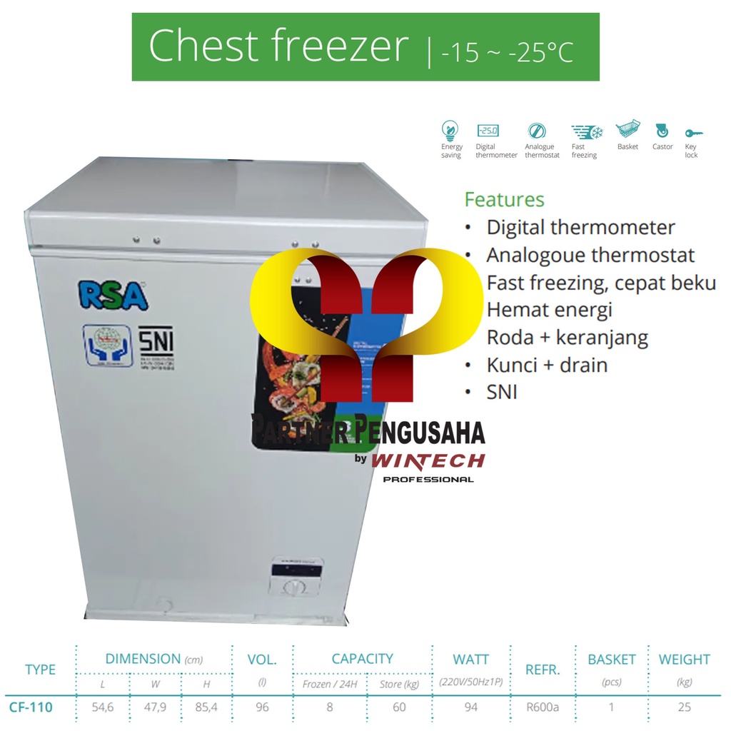 Jual RSA CF-110 CF-100 CF110 CHEST FREEZER BOX PETI PEMBEKU GARANSI ...