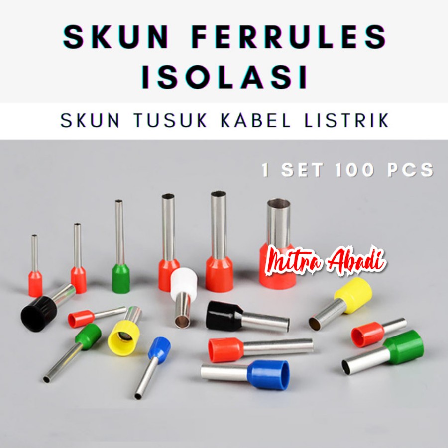 Jual Skun Kabel Tusuk Ferulles Ferrules Berbagai Ukuran - 1 SET ISI 100 ...