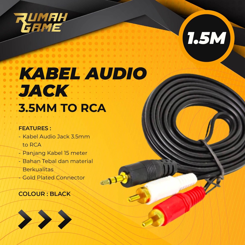 Jual Kabel Audio Speaker RCA 1.5m 1-2 Jack 3.5mm - Kabel Aux | Shopee Indonesia