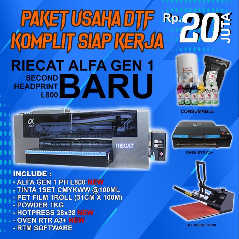 Jual Paket komplit Mesin DTF Riecat Alfa Gen 1 siap kerja / Mesin DTF ...