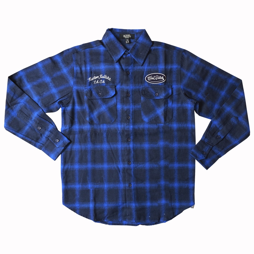 Jual Von Dutch Flannel 0741 Navy Blue | Shopee Indonesia