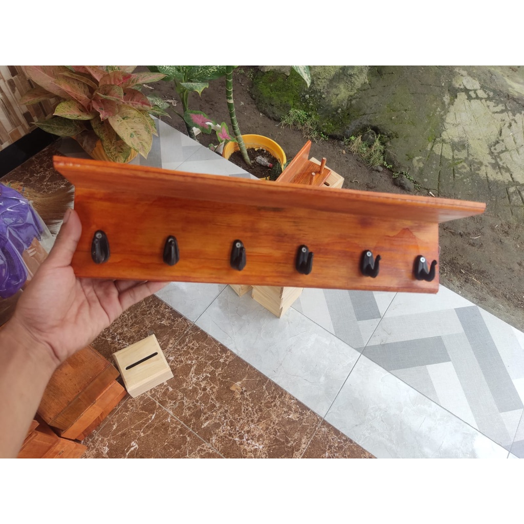 Jual KAPSTOK RAK GANTUNGAN BAJU KAYU MOTIF NATURAL / KAPSTOK KAYU CLEAR ...