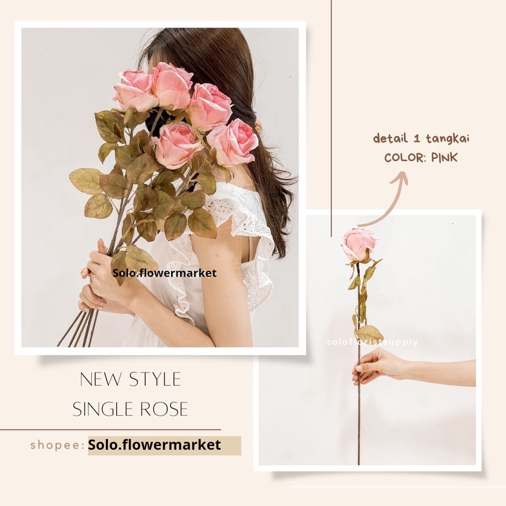 Jual NEW STYLE SINGLE ROSE SILK Bunga Mawar Rose Paris Kombinasi ...