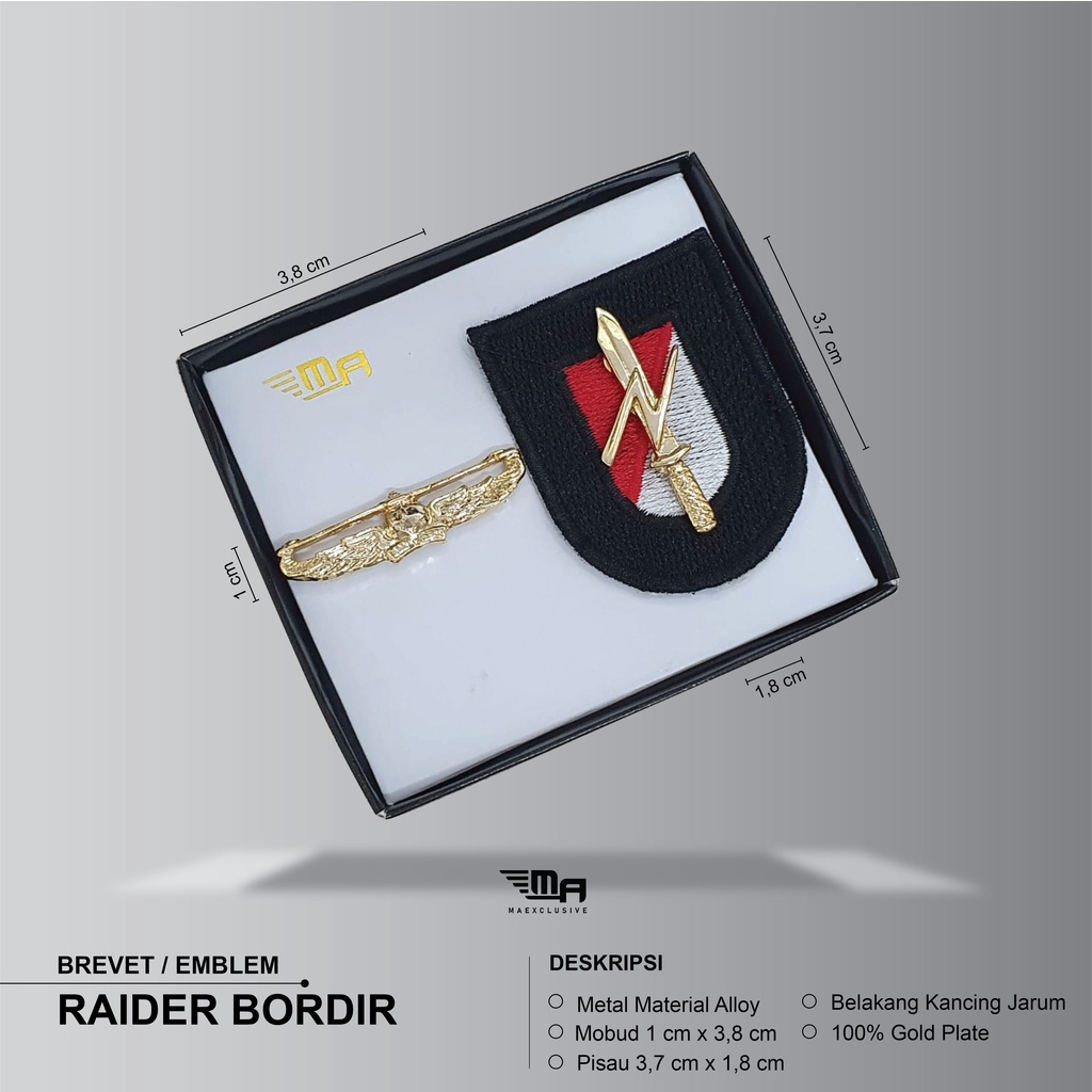 Jual EMBLEM RAIDER BORDIR PDH BRIBVET BREVET PIN WING EMBLEM RAIDER ...
