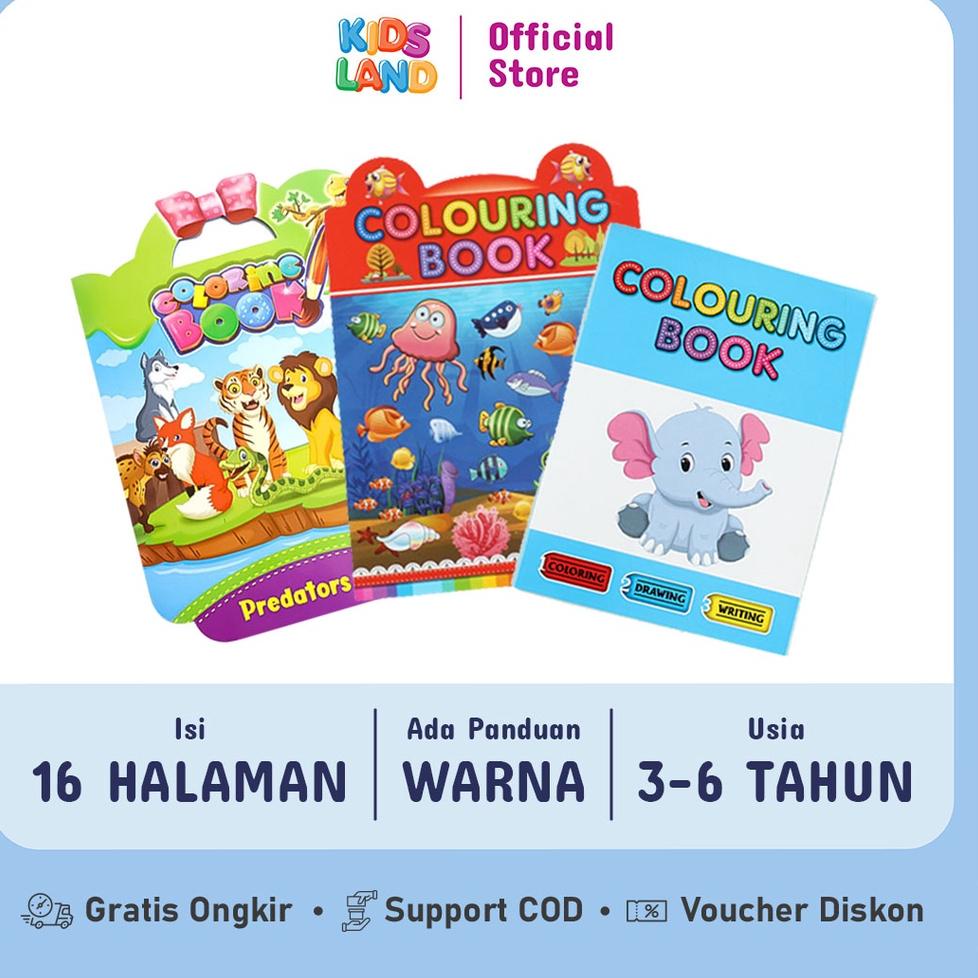 Jual U97 Buku Mewarnai Colouring Book Anak-anak Karakter Lucu KIDS LAND ...