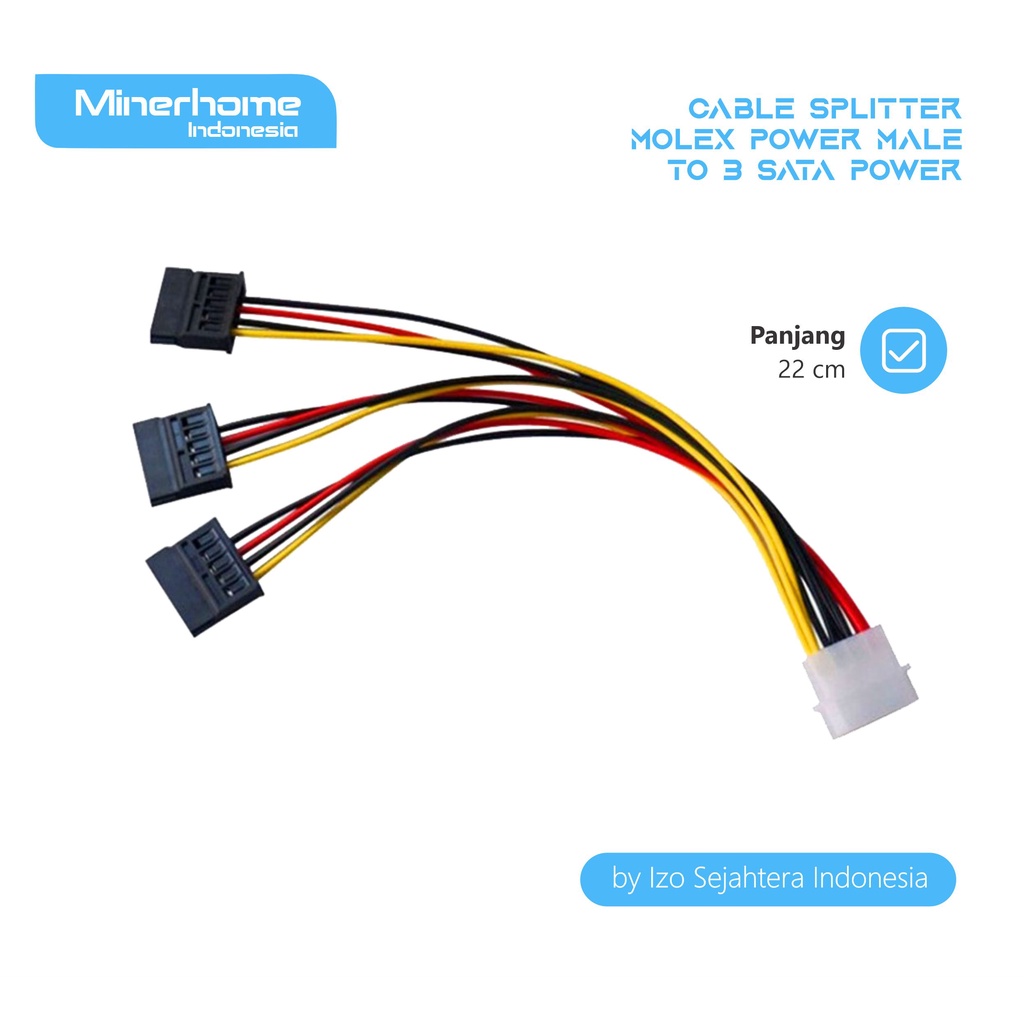 Jual Kabel Power Molex Male To 3 Triple Sata Female | Shopee Indonesia