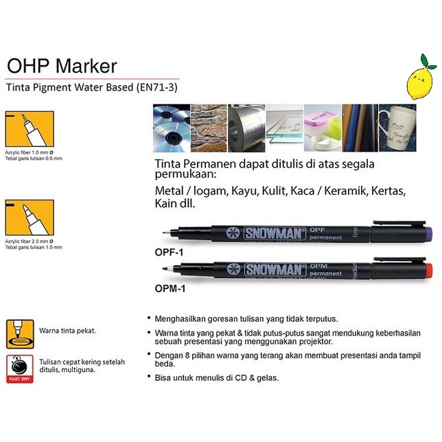 Jual Spidol OHP Snowman Permanen OPM / OPF | Shopee Indonesia