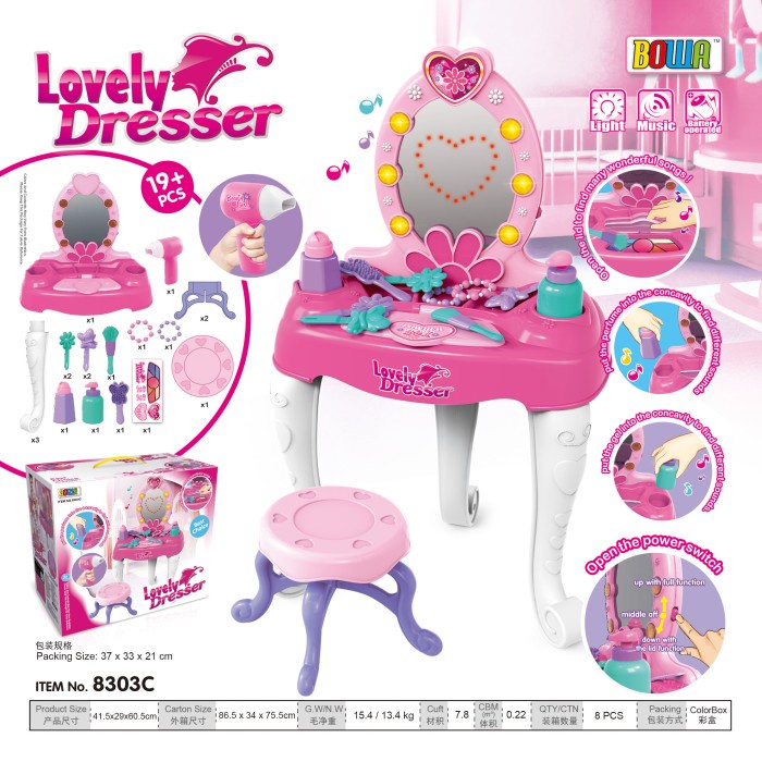 Jual MAINAN ANAK PEREMPUAN MEJA RIAS LOVELY DRESSER BANGKU MUSIC LAMPU ...