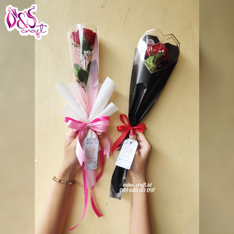 Jual single rose bouquet mawar bijian bucket valentine buket bunga ...