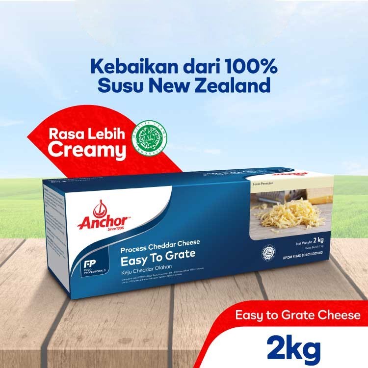 Jual Anchor Keju Cheddar 2 Kg – Cheddar Cheese Easy to Grate 2Kg ...